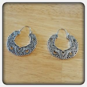 Jewelry | Nwot Large Gypsy Bohemian Silver Boho Hoops | Poshmark